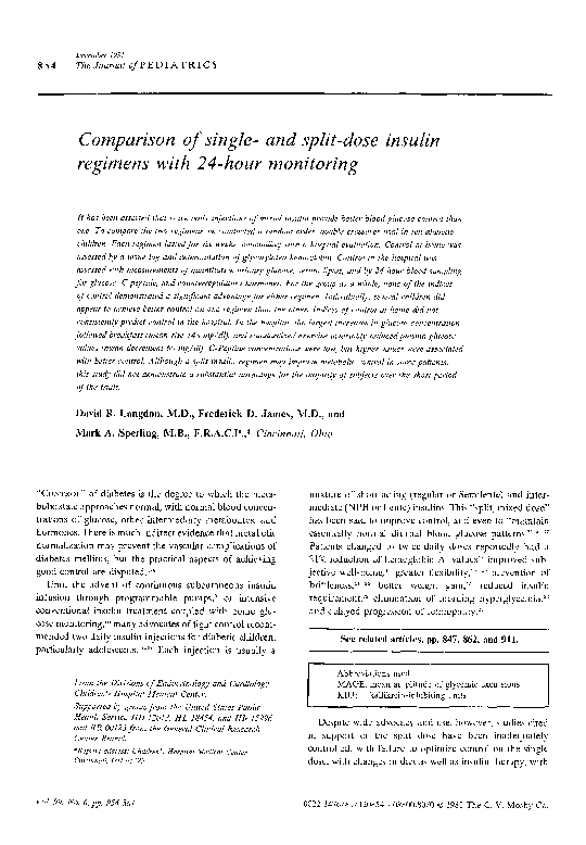 (PDF) Comparison of single- and split-dose insulin regimens with 24 ...