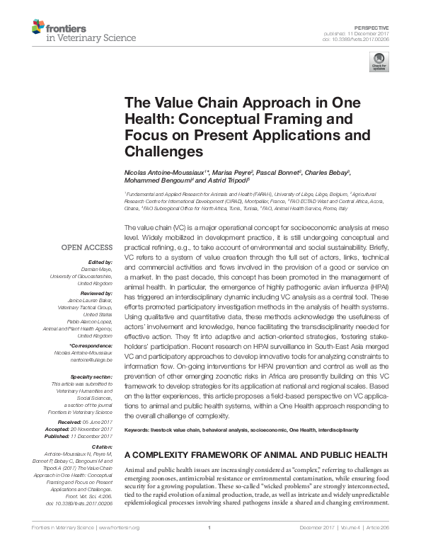 (PDF) The Value Chain Approach in One Health: Conceptual Framing and ...