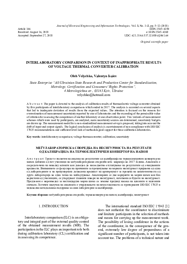 (PDF) Interlaboratory Comparison in Context of Inappropriate Results of ...