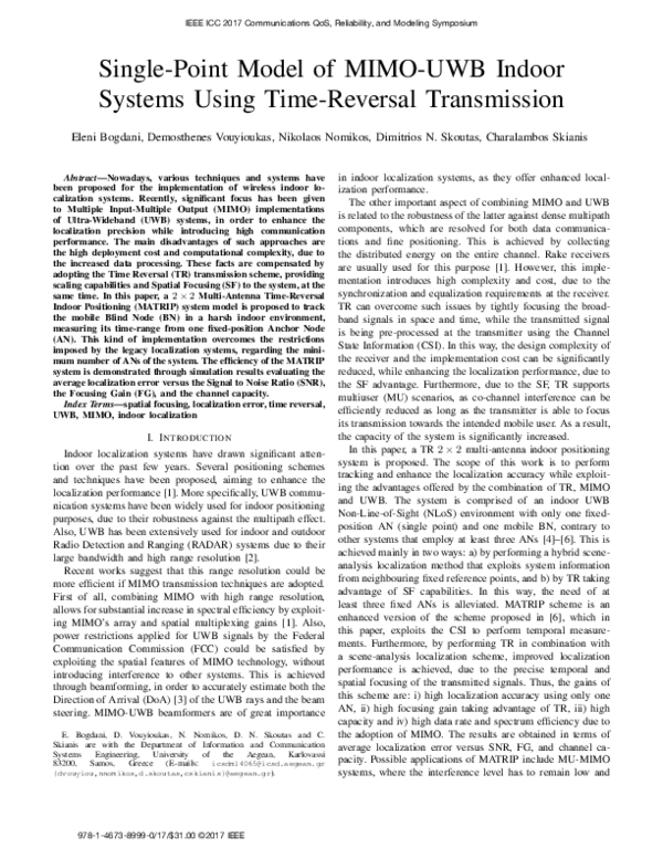 Pdf Single Point Model Of Mimo Uwb Indoor Systems Using Time Reversal