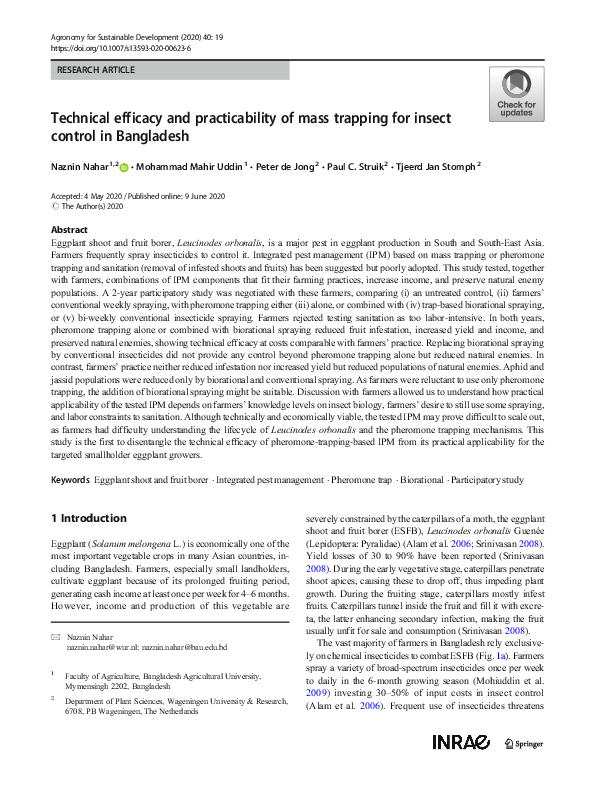(PDF) Technical efficacy and practicability of mass trapping for insect ...