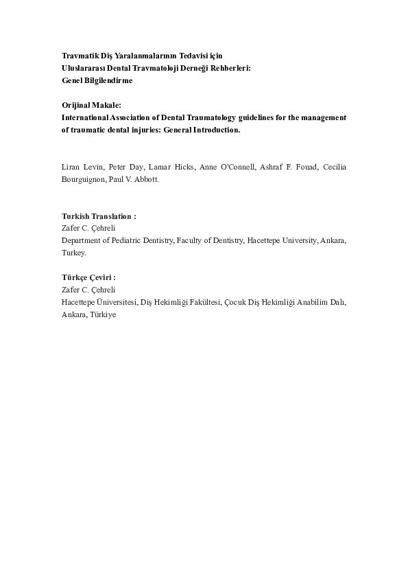 (PDF) International Association of Dental Traumatology guidelines for ...