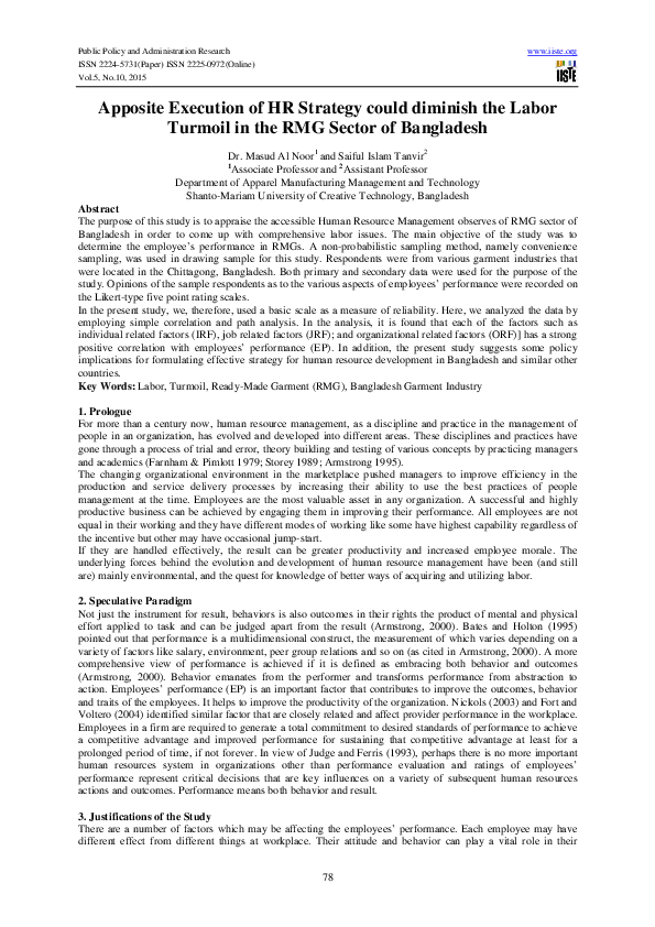 (PDF) Apposite Execution of HR Strategy could diminish the Labor ...