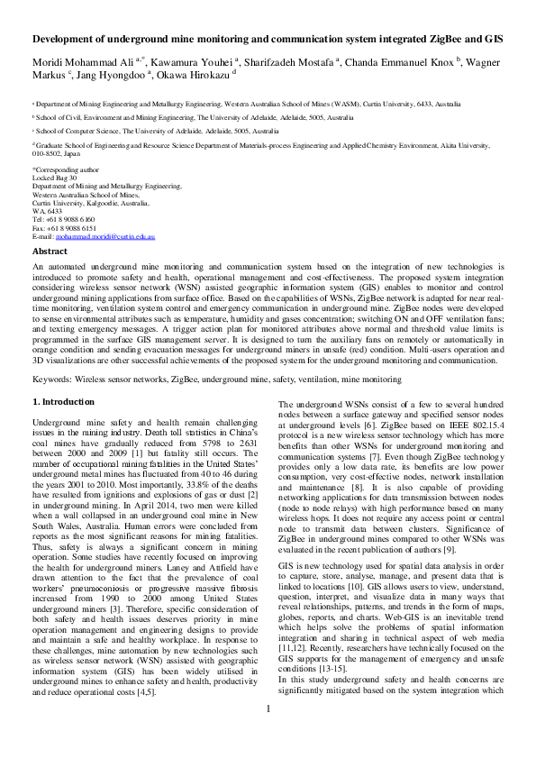 (PDF) Development of underground mine monitoring and communication ...