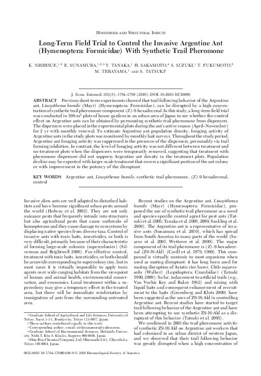 (PDF) Long-Term Field Trial to Control the Invasive Argentine Ant ...