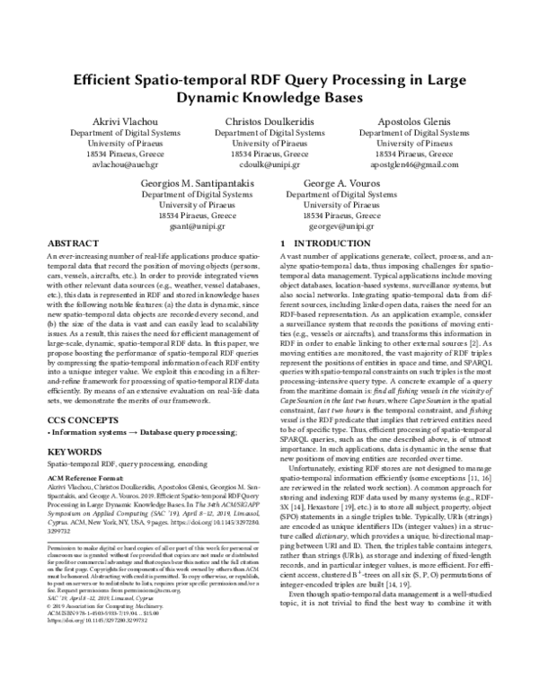 (PDF) Efficient spatio-temporal RDF query processing in large dynamic knowledge bases