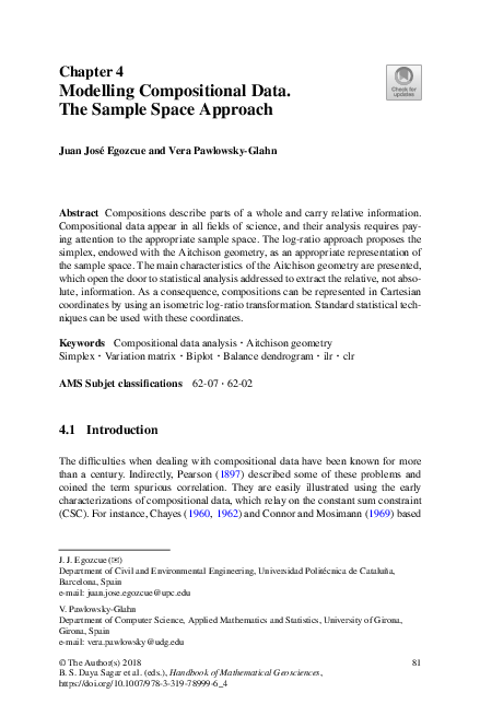 (PDF) Modelling Compositional Data. The Sample Space Approach