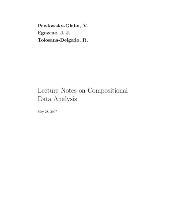 Pdf Lecture Notes On Compositional Data Analysis