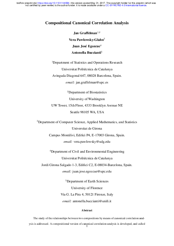 Pdf Compositional Canonical Correlation Analysis