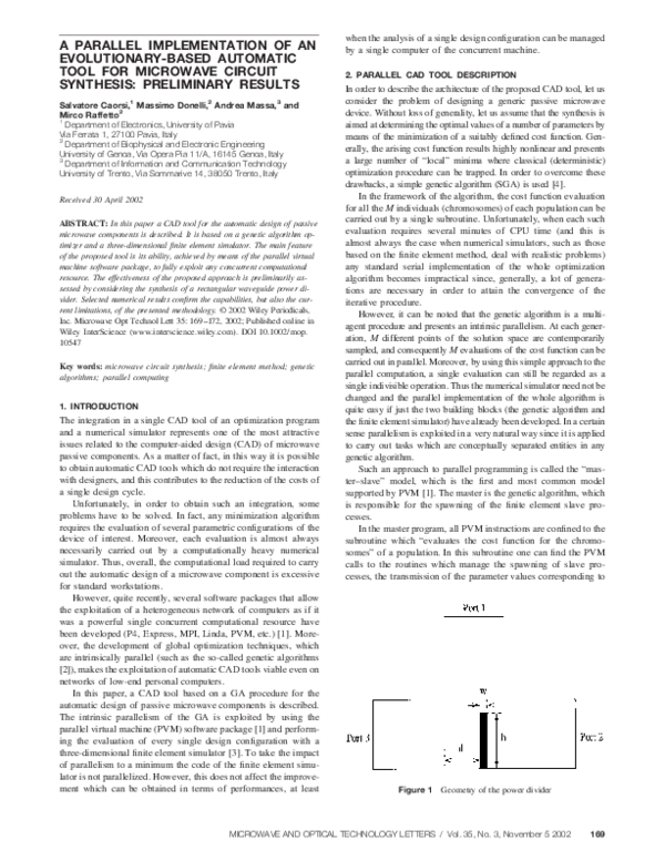 (PDF) A parallel implementation of an evolutionary-based automatic tool for microwave circuit ...