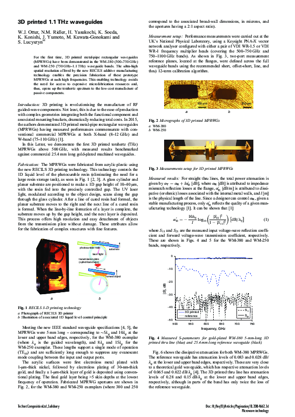 (PDF) 3D printed 1.1 THz waveguides