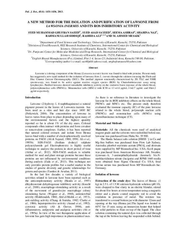 (PDF) A new method for the isolation and purification of Lawsone from ...