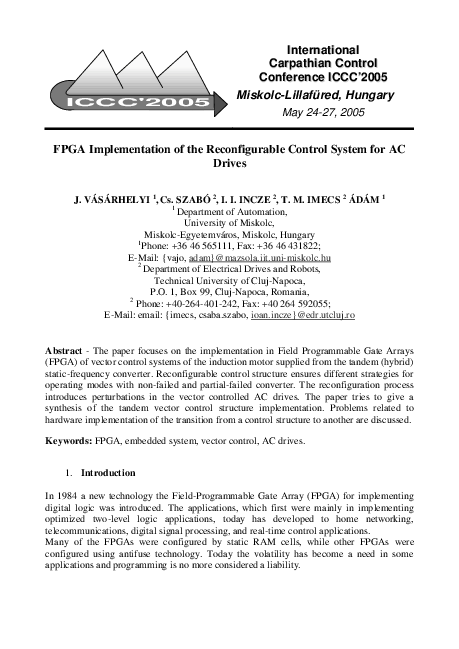 (PDF) FPGA Implementation of the Reconfigurable Control System for AC Drives