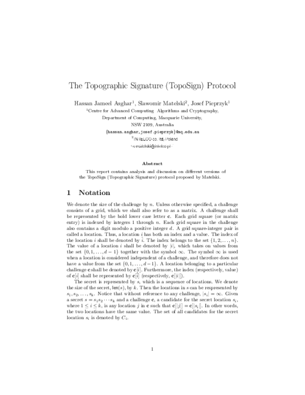 (PDF) The Topographic Signature (TopoSign) Protocol
