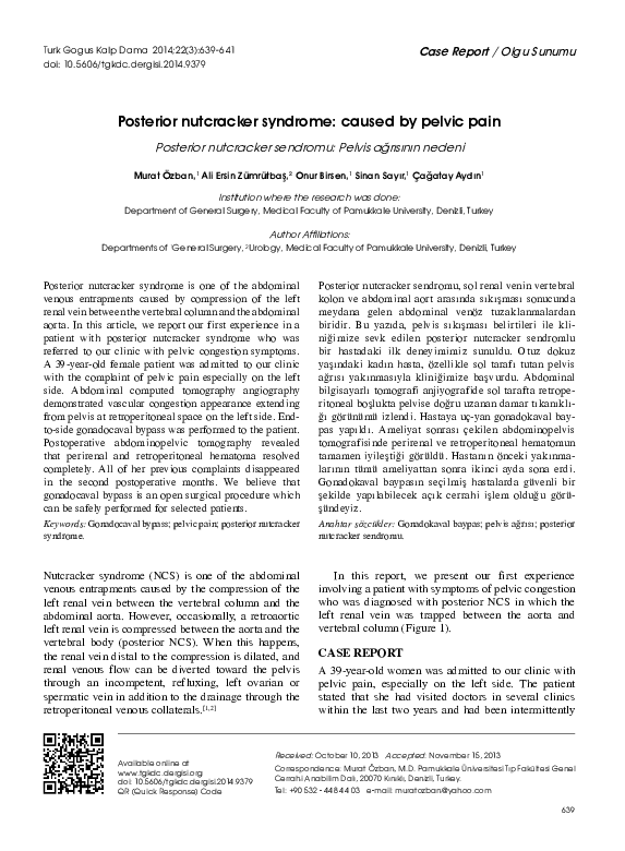 (PDF) Posterior nutcracker syndrome: caused by pelvic pain Posterior ...