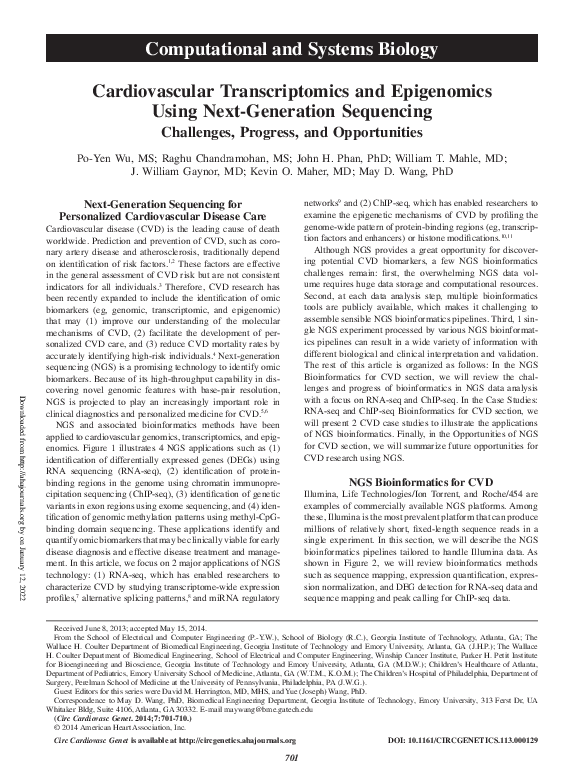 (PDF) Cardiovascular transcriptomics and epigenomics using next-generation sequencing ...