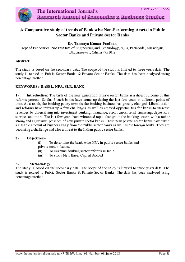 (PDF) A Comparative study of trends of Bank wise Non-Performing Assets ...