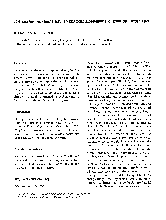 (PDF) Rotylenchus ouensensis n. sp.(Nematoda: Hoplolaimidae) from the ...