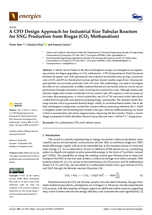 (PDF) A CFD Design Approach for Industrial Size Tubular Reactors for SNG Production from Biogas ...