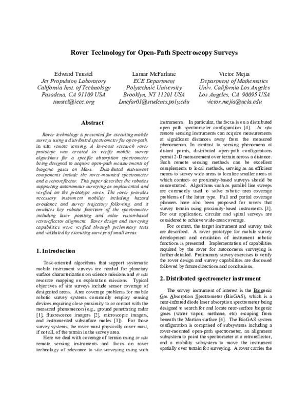 (PDF) Rover Technology for Open-Path Spectroscopy Surveys
