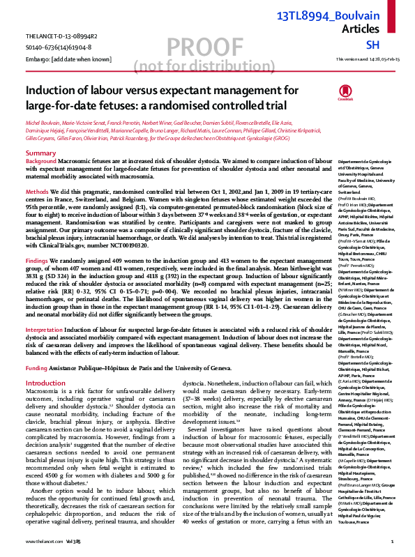 (PDF) Induction of labour versus expectant management for large-for ...
