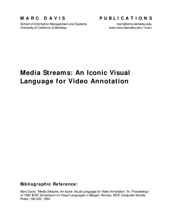 (PDF) Media streams: An iconic visual language for video annotation