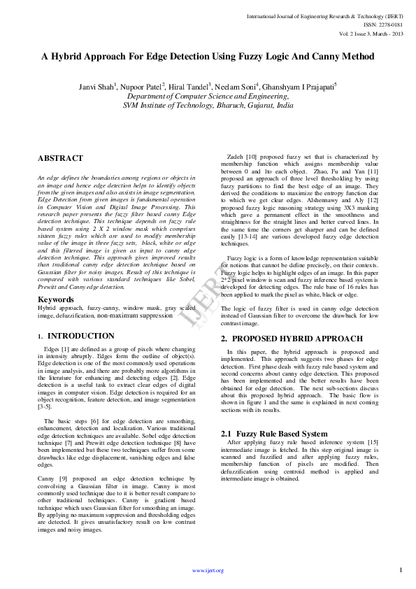 (PDF) Fuzzy-Canny Edge Detection for Image Segmentation