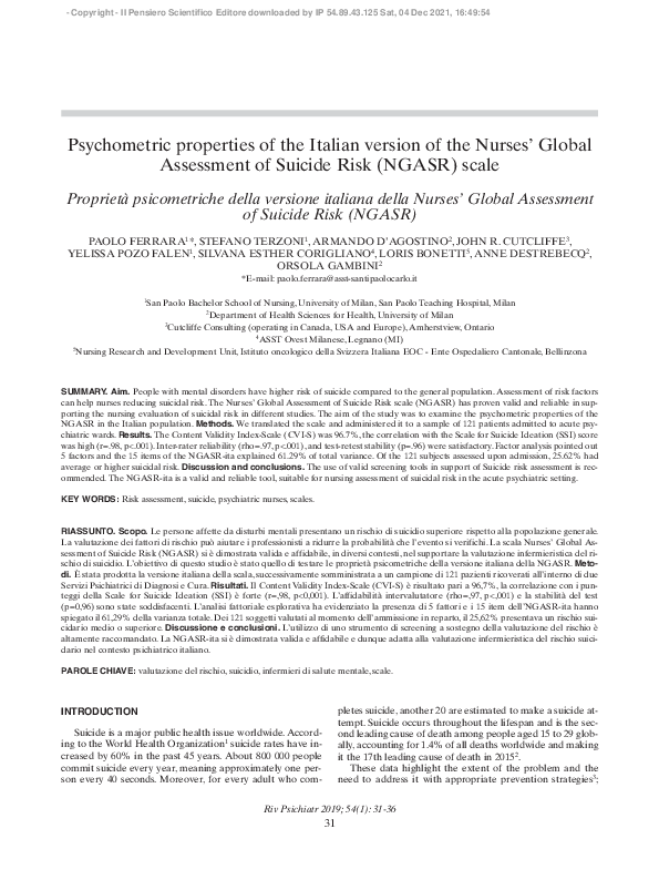 (PDF) Psychometric properties of the Italian version of the Nurses ...