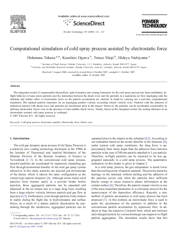 (PDF) Computational simulation of cold spray process assisted by electrostatic force
