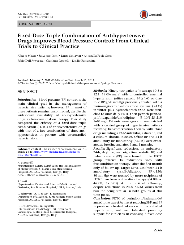 (PDF) Fixed-Dose Triple Combination of Antihypertensive Drugs Improves ...