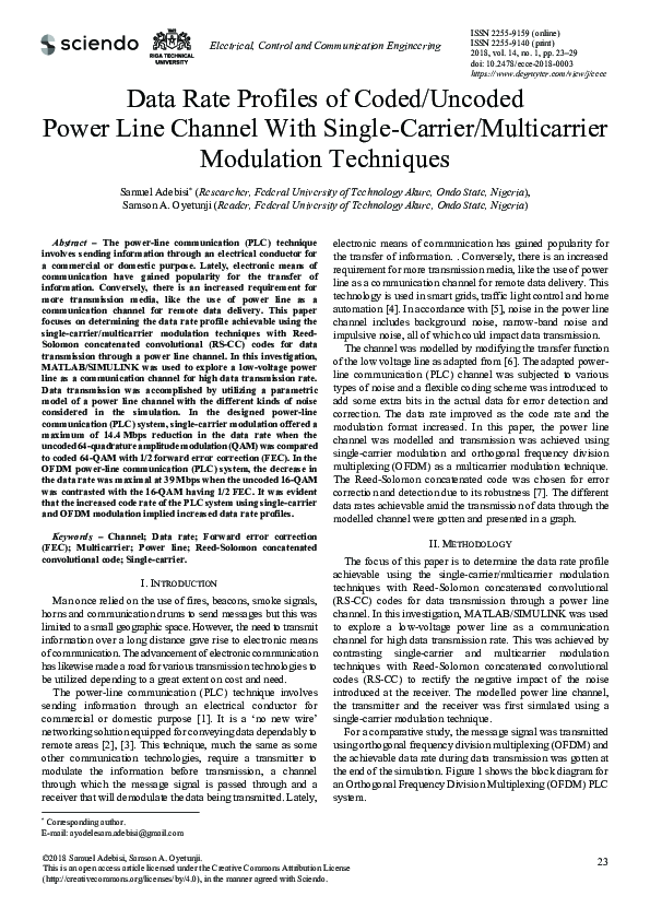 (PDF) Data rate profiles of coded/uncoded power line channel with ...