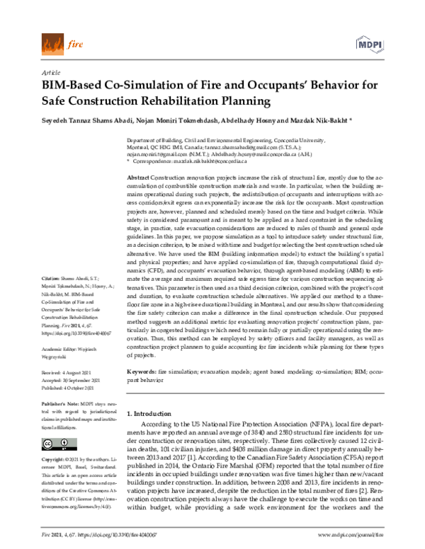 (PDF) BIM-Based Co-Simulation of Fire and Occupants’ Behavior for Safe ...