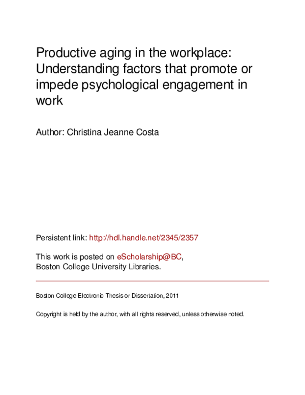 (PDF) Productive Aging in the Workplace: Understanding Factors that ...