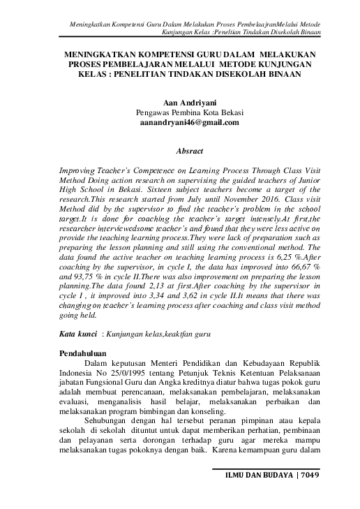 (PDF) Meningkatkan Kompetensi Guru Dalam Melakukan Proses Pembelajaran Melalui Metode Kunjungan ...