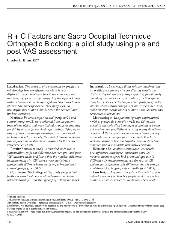 (PDF) R + C Factors and Sacro Occipital Technique Orthopedic Blocking ...