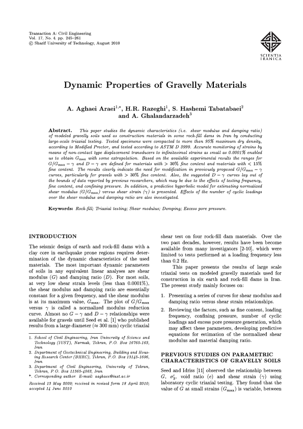 (PDF) Dynamic Properties of Gravelly Materials