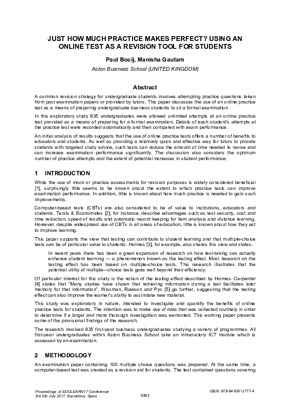 (PDF) Just How Much Practice Makes Perfect? Using an Online Test as a ...