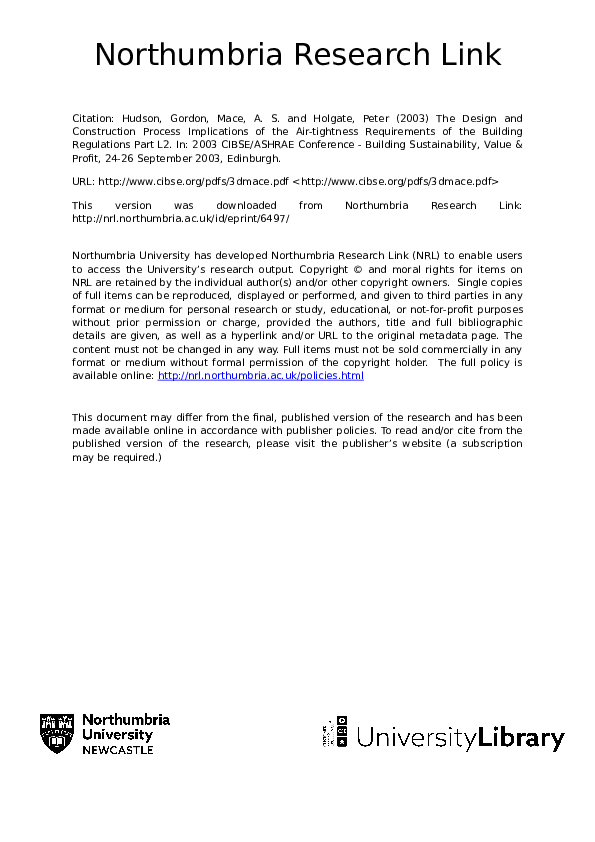 (PDF) The Design and Construction Process Implications of the Air ...