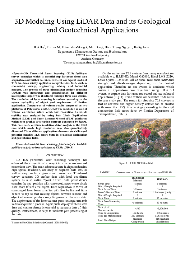 (PDF) 3D Modeling using LiDAR data and its geological and geotechnical ...