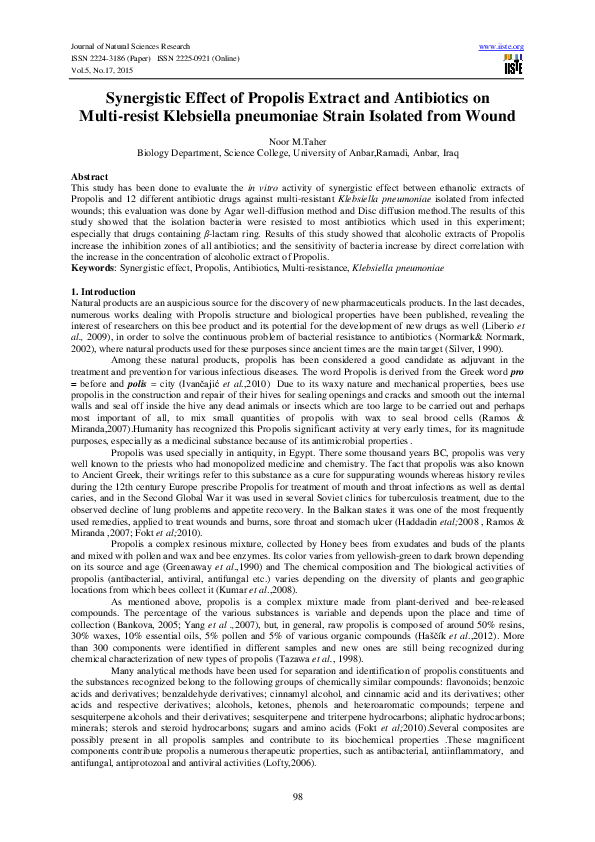 (PDF) Synergistic Effect of Propolis Extract and Antibiotics on Multi ...