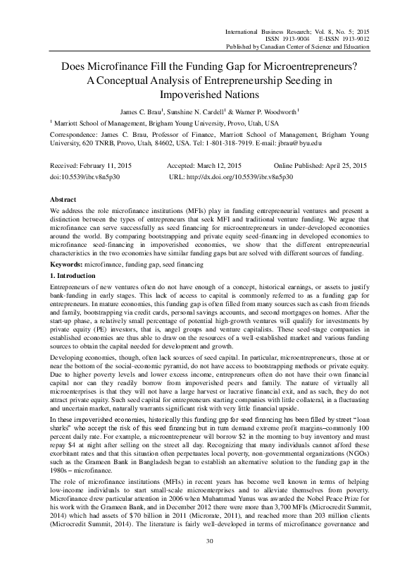 (PDF) Does Microfinance Fill the Funding Gap for Microentrepreneurs? A ...