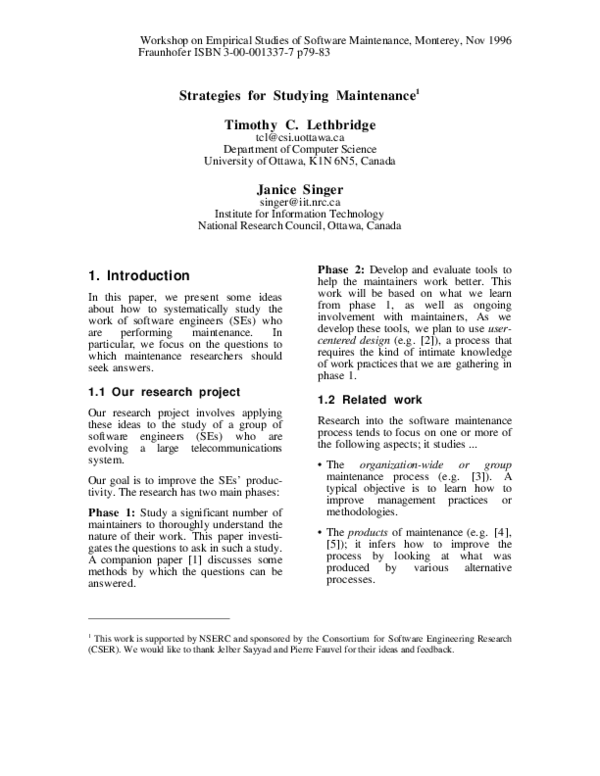 (PDF) Strategies for Studying Maintenance