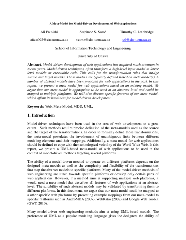 (PDF) A Meta-Model for Model-Driven Development of Web Applications