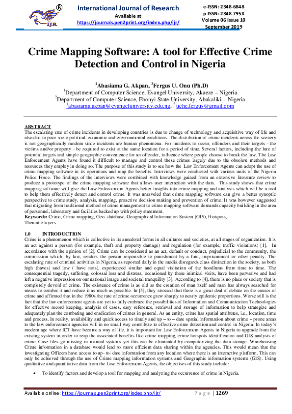 (PDF) Crime Mapping Software: A tool for Effective Crime Detection and ...