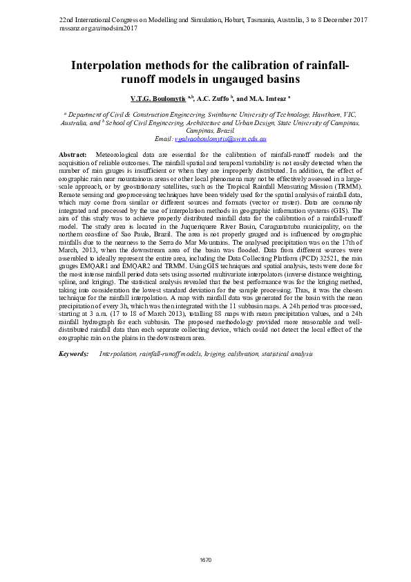 (PDF) Interpolation methods for the calibration of rainfall-runoff ...