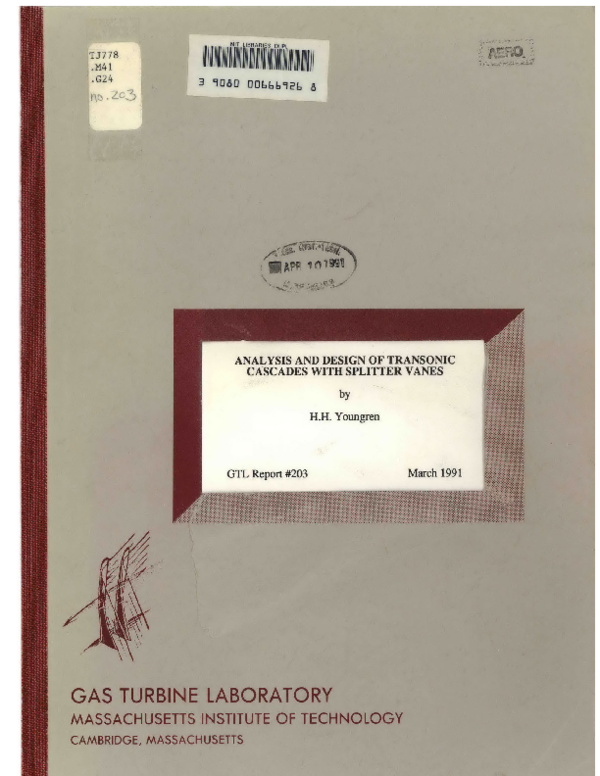 (PDF) Analysis and design of transonic cascades with splitter vanes