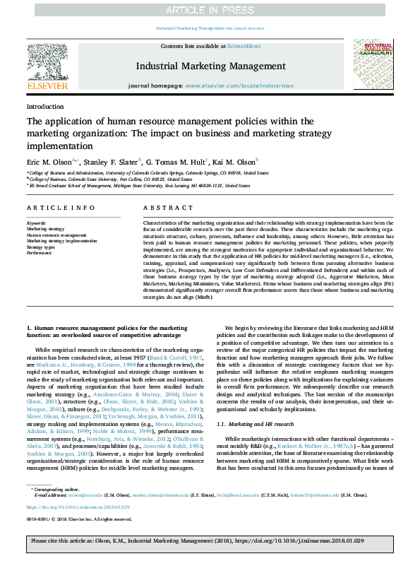 PDF The Application Of Human Resource Management Policies Within The Marketing Organization pdf-the-application-of-human-resource-management-policies-within-the-marketing-organization