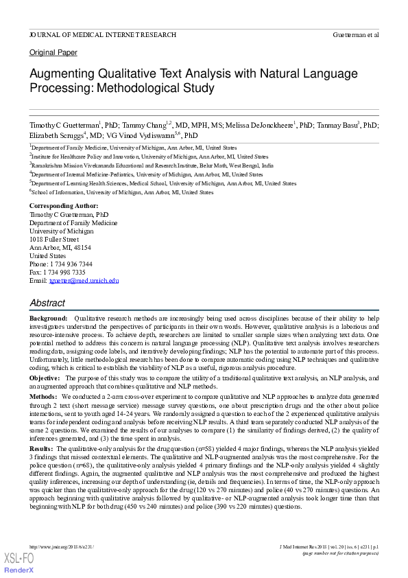 (PDF) Augmenting Qualitative Text Analysis with Natural Language ...