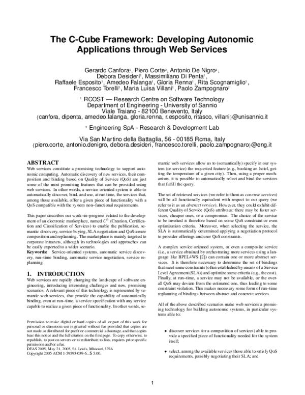 Pdf The C Cube Framework Developing Autonomic Applications Through Web