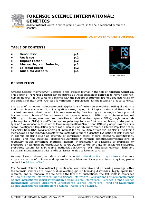 (PDF) Forensic Science International: Genetics